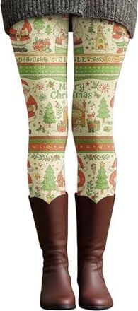 Generic Legging de Noël pour femme, imprimé fantaisie, extensible, tendance, vacances, taille haute, festif, thermique, décontracté, coupe ajustée, automne et