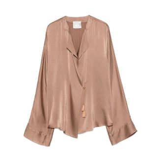 Forte_Forte Femme, Blouses et Chemises, Brun, Taille: 38 FR Chemise en satin de soie