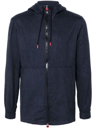 Kiton veste boutonn&eacute;e &agrave; col contrastant - Bleu