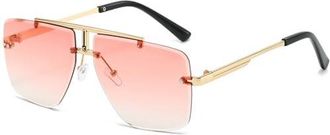 Generic Lunettes de soleil de luxe pour femmes et hommes - Lunettes de soleil tendance pour f&ecirc;te populaire - Lunettes de conduite - Dor&eacute; et rose - Taille uniq