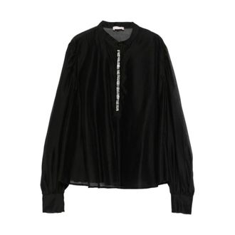 Liu Jo Femme, Blouses et Chemises, Noir, Taille: 38 FR Chemise &agrave; Manches Courtes en Coton Stretch