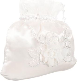 BESTONZON Paquet à Main Mariée Petit Léger en Dentelle Fleurs Décoratives Pochette Paquet à Argenté pour Mariage et Fête Accessoire Élégant pour Demoiselle dHon