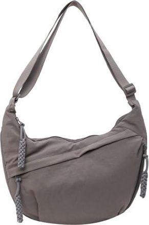 Generic Crescent Sac messager léger à fermeture éclair pour homme et femme, sac à main décontracté à bandoulière de grande capacité, gris, 34cm, 22cm, 9cm