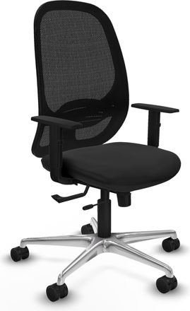 Piqueras y Crespo Schwarzer Stuhl aus Pc mit 1D-Armlehnen, h&ouml;henverstellbare Lendenwirbelst&uuml;tze, ausgestattet mit Syncro/Traslack und Schneideschaum, mit Rollen von 65 