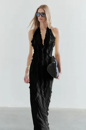 Trendyol Maxi-&auml;rmelloses Abend- und Ballkleid, A-Linie, Abschluss/Prom - Schwarz