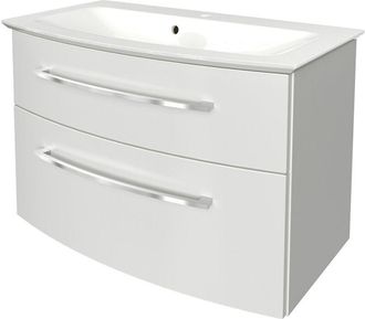 Fackelmann B.style Badm&ouml;bel Set 2 Teile / Gussmarmor Waschbecken / Waschbeckenunterschrank mit 2 Schubladen und Soft-Close / hochwertige M&ouml;bel f&uuml;rs Bad / Korpus
