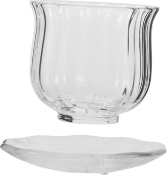 Cabilock Transparentes Teiliges Teetassen mit Kürbisform und Untersetzer Hitzebeständig Kreatives Design für Kung Fu Tee Geeignet für Herbst Halloween Zuhause 