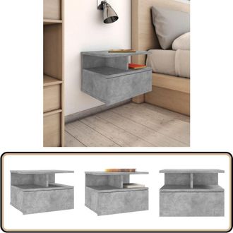 vidaXL H&auml;ngender Nachttisch Betongrau 40x31x27 cm Holzwerkstoff - H&auml;ngender Nachttisch - Wand-Nachttisch - Nachtisch - Betongrau - Holzwerkstoff