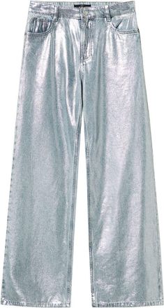 Twin-Set Beschichtete Wide-Leg-Jeans - Silber