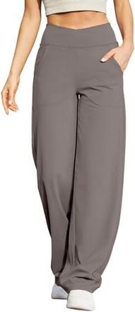 Generic Pantalon de sport pour femme - Jambes larges - Taille &eacute;lastique - Pantalon de jogging tendance - Pantalon basique d&eacute;contract&eacute; pour femme, marron, XXL
