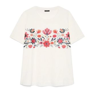 Fiorella Rubino Femme, Tops, Blanc, Taille: 38 FR T-shirt en coton avec broderie florale