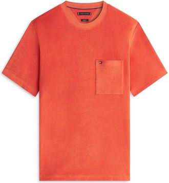 Tommy Hilfiger Baumwoll-T-Shirt in Frottee-Qualit&auml;t mit Brusttasche, Relaxed Fit in