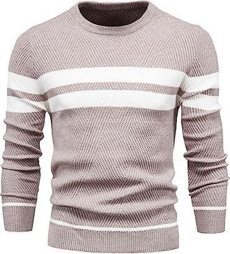 Generic T-shirt ray&eacute; d&eacute;contract&eacute; pour homme - Pull ray&eacute; d&eacute;contract&eacute; pour homme - Col rond - Taille europ&eacute;enne - Pour entra&icirc;nement int&eacute;rieur et ext&eacute;rieur, beig