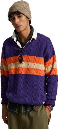 Polo Ralph Lauren Cable-Knit Rugby Wool Sweater - Purple