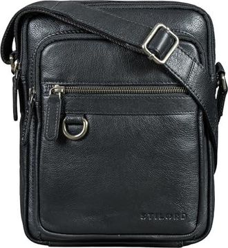 STILORD Orion Sac Croisé pour Hommes Cuir Véritable | Sacoche Bandoulière Vintage | Petit Sac pour iPad 10,9 Pouces | Sacs à Bandoulière en Cuir Couleur:noir