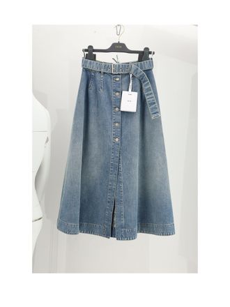 Dior Womens Skirt Eth-Jupe Denim Blue Cotton