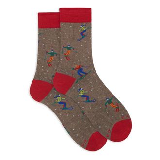 Gallo Gallo, Femme, Sous-v&ecirc;tements, Multicolore, Taille: ONE Size Short Cotton Socks Skiers Pattern