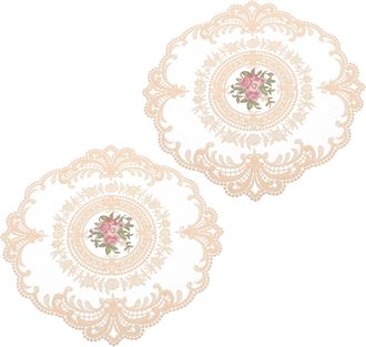 Valiclud 2 St&uuml;ck Teiliges Spitzen tischset aus Dekorative Platzsets und Untersetzer f&uuml;r Gl&auml;ser Vielseitig als Tischmatten und Foto Requisiten Waschbar Geeignet