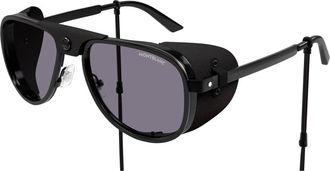Montblanc Montblanc, Homme, Accessoires, Noir, Taille: 56 MM Logo-detail Lunettes de soleil