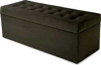 MG Design Polsterhocker 45 x 120 cm Schwarz mit großem Stauraum (ca. 140 L), bis 300 kg belastbar, weich mit dezentem Schimmer, pflegeleicht - Wohnbereich, Schl