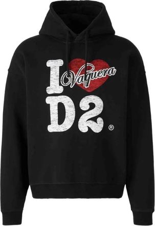 Dsquared2 Homme, Sweatshirts et sweats &agrave; capuche, Noir, Taille: L Pull ras du cou &agrave; imprim&eacute; graphique