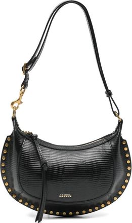 Isabel Marant Oskan lizard-effect studded shoulder bag - Schwarz