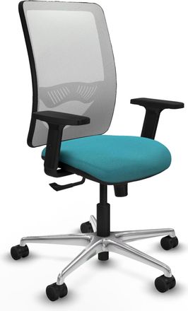 Piqueras y Crespo Zulema Stuhl mit verstellbarer Lendenwirbelst&uuml;tze mit 2D-Armlehnen, ausgestattet mit 3 Positionen und Schneideschaum, mit 65 mm Nylon-Rollen, Wei&szlig;/T&uuml;r