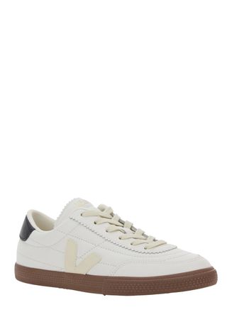 Veja Unisex White Low Top Sneakers With Logo Patch Leather Trainers