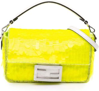 Fendi Hobo Bags - Mini Transparent Paillettes Elaphe Baguette Satche - Gr. unisize - in Gelb - für Damen