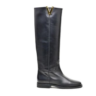 Via Roma 15 Schwarzer Lederstiefel 43cm Schaft - - Shoes - Damen - Schwarzk - 36 EU