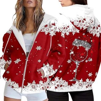 Generic NaLatia Pull Noel Rigolo Femme Hiver Sweatshirts - Pull No&euml;l Femme Sweat- Sweat &agrave; capuche pour femme 2024 - Veste &agrave; capuche - Automne et hiver - Long 
