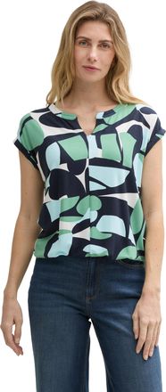 Tom Tailor Damen 1046404 T-Shirt, 37800-Green Dots and Shapes Design, XXS