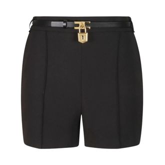 Elisabetta Franchi Leichte Krepp-Shorts mit G&uuml;rtel - - Shorts - Damen - Schwarzk - S