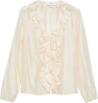 Comma Langarmbluse Bluse Lyocell-Bluse mit Volants