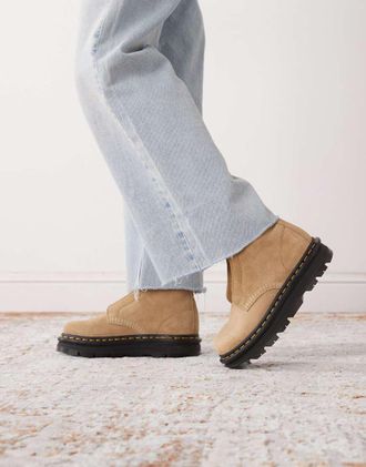 Dr. Martens ZebZag - Bottines sans lacets en daim - Fauve savane-Brown