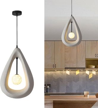 Generic Japanische Retro-Pendelleuchte, Kronleuchter - H&auml;ngelampe aus Mikrozement f&uuml;r K&uuml;cheninseln, 152 cm langes, verstellbares Kabel, Lampenschirm in Wei&szlig;, 