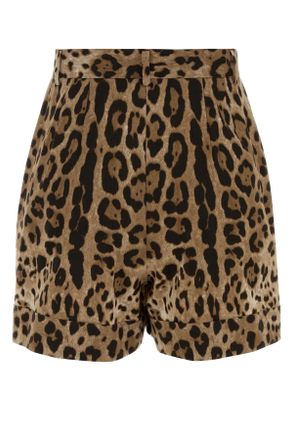 Dolce & Gabbana Womens Printed Poplin Shorts Leonew Exterior: Cotton