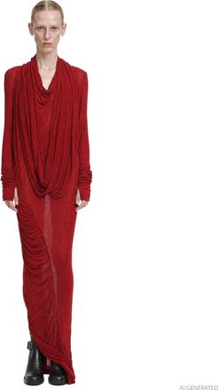 Marc Le Bihan Sheer Viscose Wool Scarf Dress