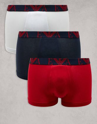 A|X Armani Exchange Emporio Armani - Bodywear - Lot de 3 boxers - Bleu marine multicolore, rouge et blanc