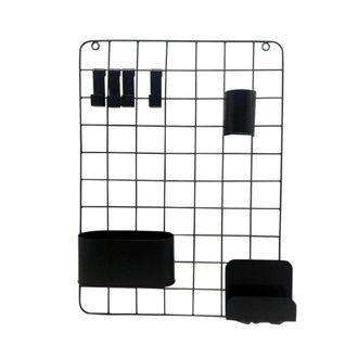 LaLe Living Wandgitter - Depo aus Eisen zum aufbewahren von Stiften, Memo Bl&ouml;cken oder Postkarten, 60,5 x 45 cm (Schwarz)