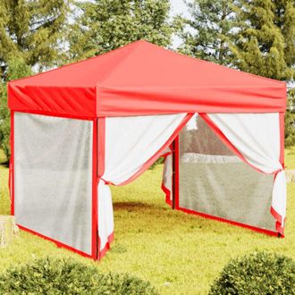 vidaXL Tente de r&eacute;ception pliable avec parois Rouge 3x3 m - Vidaxl