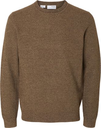 Selected SELECTED FEMME Herren Slhross Ls Knit Structure Crew Neck Noos, Demitasse, M EU
