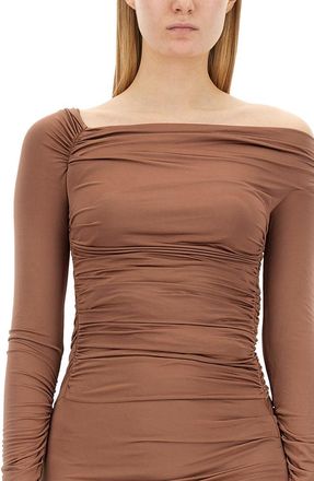 Helmut Lang Viscose Midi Dress - Beige