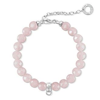 Thomas Sabo Rose Quartz Rose Bracelet à breloques de longueur 16cm +4cm extender