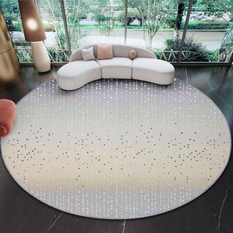 Generic Tapis Rond Salon, Gradient g&eacute;om&eacute;trique Abstrait Tapis de Sol D&eacute;coration Antid&eacute;rapant 150 cm (Round) Tapis de Sol D&eacute;coration Antid&eacute;rapant Gris Beige