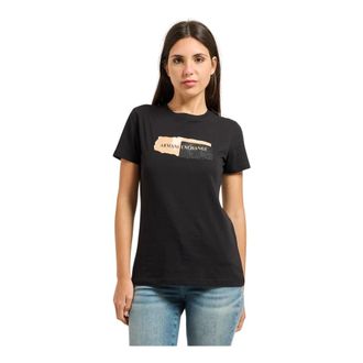 A|X Armani Exchange Femme, Tops, Noir, Taille: 38 FR T-shirt en coton coupe droite