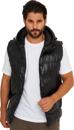 SOULSTAR Herren Weste mit Kapuze Steppweste Puffer-Weste Bodywarmer Outdoor-Weste Winterjacke Jacke S2_MGL-ISAIAH-Black-XXL