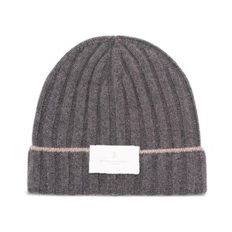 Brunello Cucinelli Homme, Accessoires, Gris, Taille: M Chapeau en Cachemire Gris Chunky