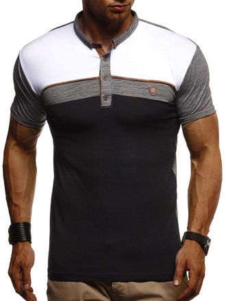 LEIF NELSON Sommer Poloshirt Kurzarm Herren T-Shirt Kragen (Grau, Gr&ouml;&szlig;e S) - Coole M&auml;nner Poloshirts lang Baumwolle - Polo Shirt for Men Tshirt