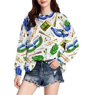 Generic Sweat-shirt graphique d&eacute;contract&eacute; &agrave; manches longues pour femme, haut de printemps l&eacute;ger, pull d&eacute;contract&eacute; &agrave; col rond, haut &agrave; manches longues, multicol